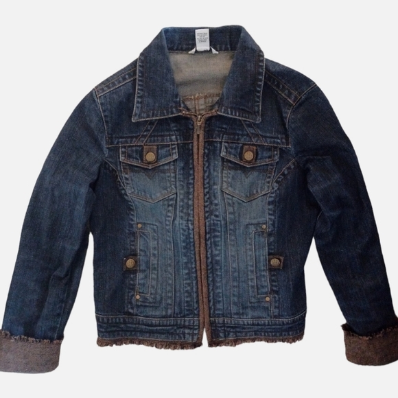 CAbi | Jackets & Coats | Cabi Jean Jacket With Tweed Fringe And Buckle ...